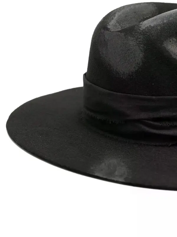 KAMIYA Ribbon Trimmed Wide Brim Hat