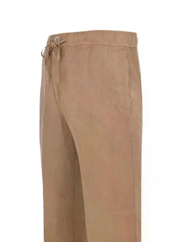 120% Lino Drawstring Elasticated Waist Trousers - Neutrals