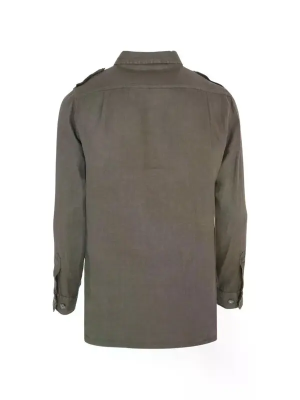 120% Lino Buttoned Pocket Linen Jacket - Green