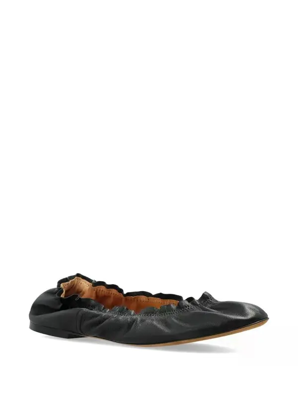ODISSI Ballet Flats With Gathered Detailing - Black