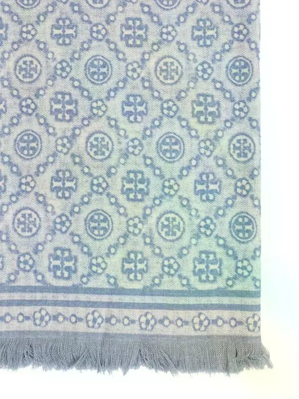 Tory Burch T-monogram Fringed Scarf - Blue