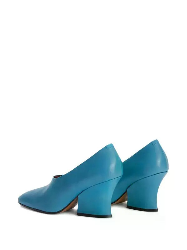 JIL SANDER Leather Block Heel Pumps - Blue