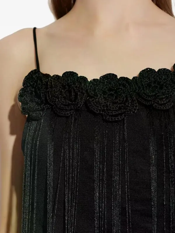 JIL SANDER Floral Appliqué Fringed Dress