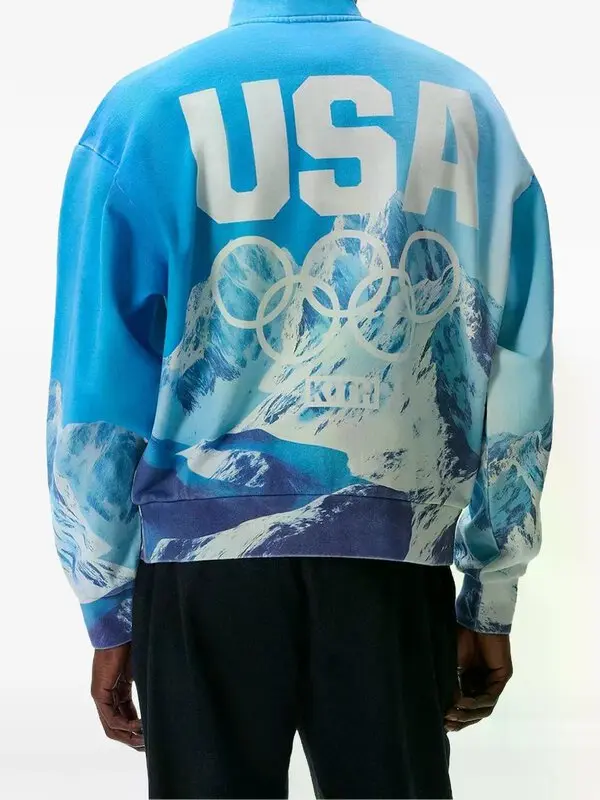 Kith Team Usa Winter Mountain Quarter Zipped Sweatshirt - Blue