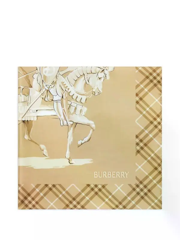 Burberry Check-border Equestrian-print Scarf - Neutrals