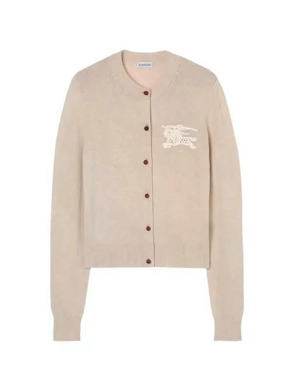Burberry Knitted Cotton Wool Cardigan With Equestrian Knight Design