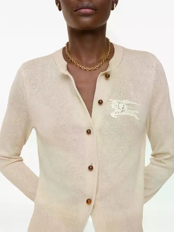 Burberry Knitted Cotton Wool Cardigan With Equestrian Knight Design