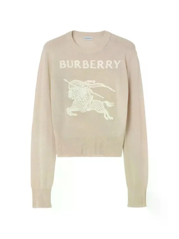 Burberry Knight Logo Cotton-wool Blend Knit Sweater - Neutrals