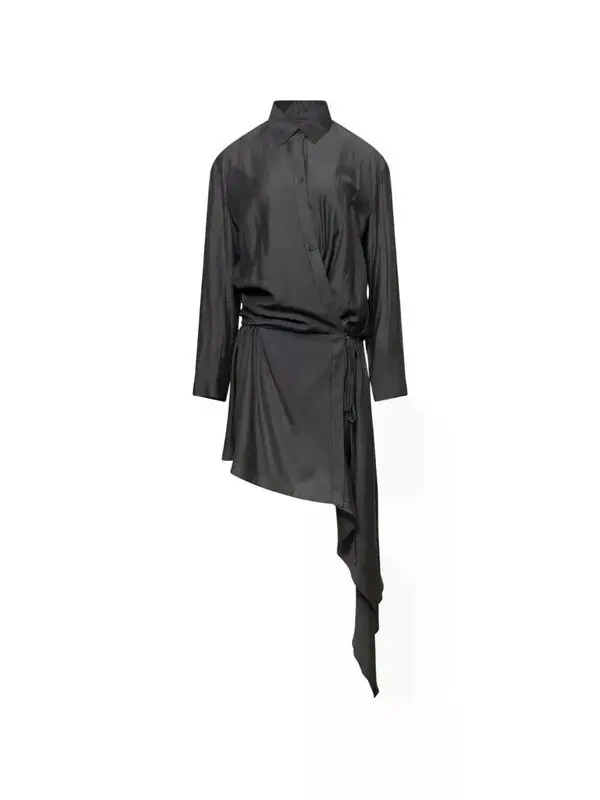 YCH Asymmetric Mini Shirt Dress With Tie Detail