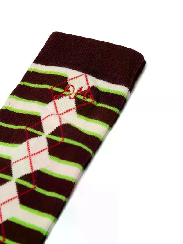 DAMSON MADDER Striped Argyle Knit Knee-high Socks