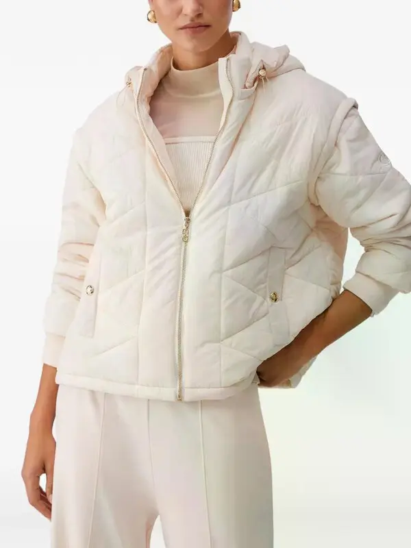 Liu Jo Quilted Hooded Jacket With Drawstring And Removable Sleeves