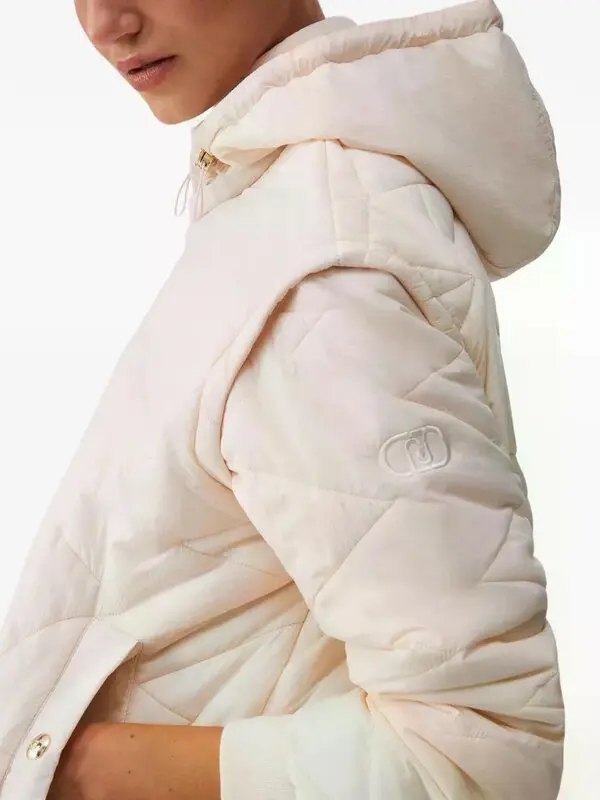 Liu Jo Quilted Hooded Jacket With Drawstring And Removable Sleeves
