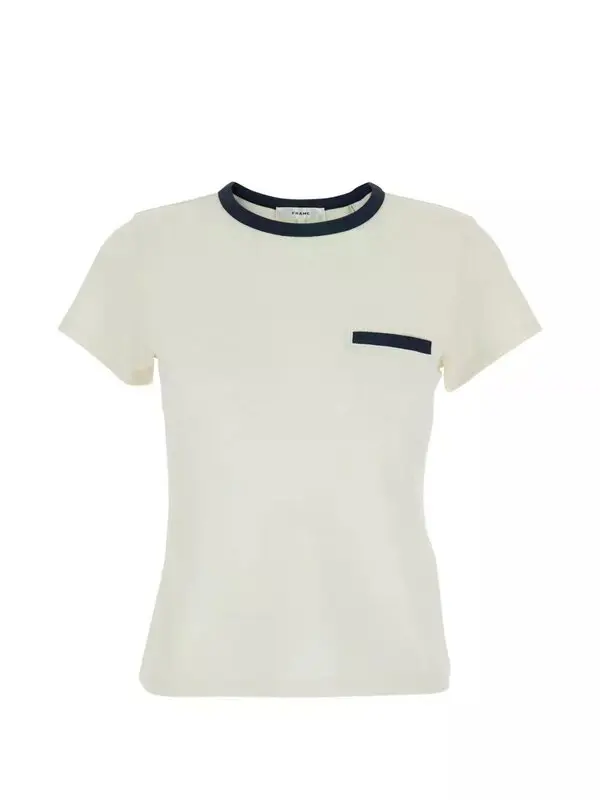 FRAME Cotton Crewneck T-shirt With Contrasting Trim - Neutrals