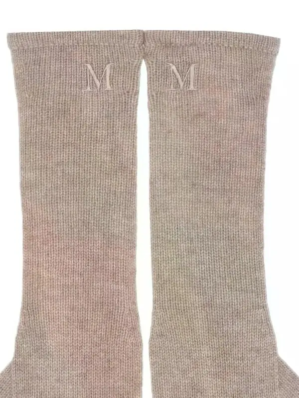 Max Mara Embroidered Knitted Gloves - Neutrals