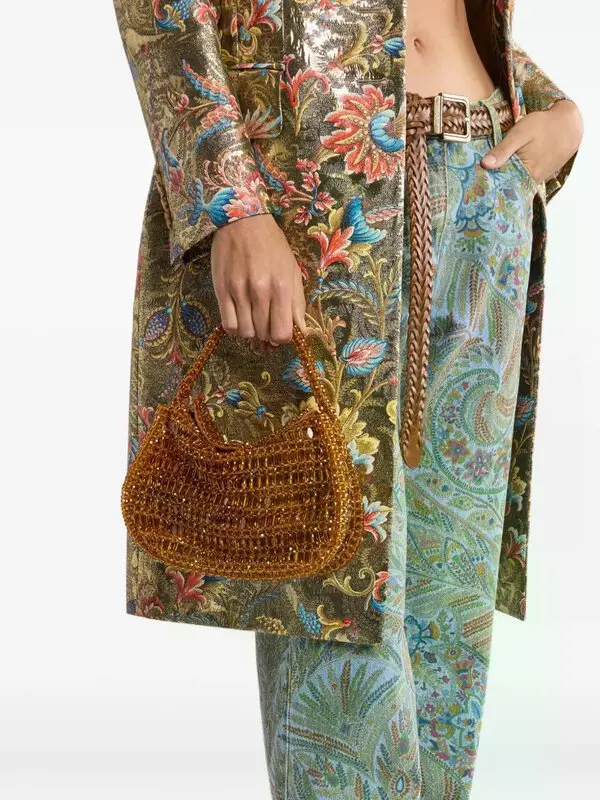 Etro Small Pony Bag With Embroidered Beads - Brown