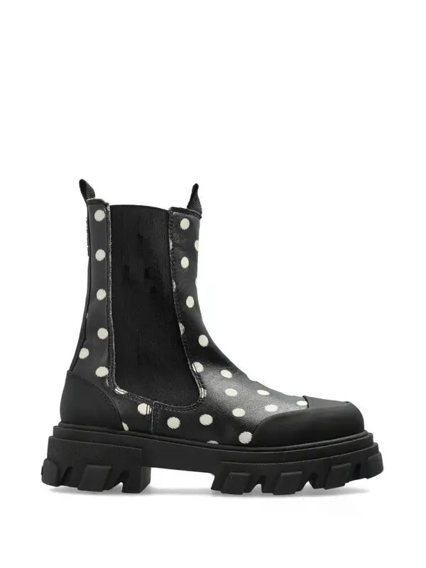 GANNI Polka-dot Chelsea Boots With Platform Sole