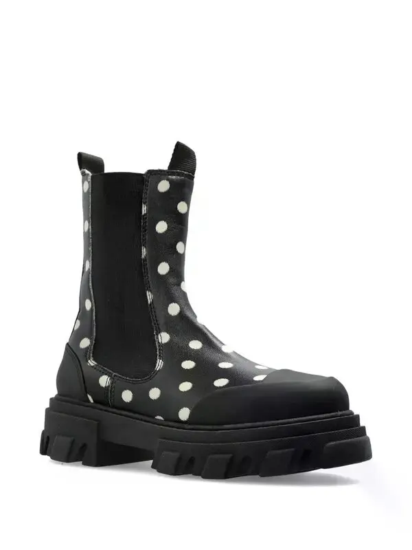 GANNI Polka-dot Chelsea Boots With Platform Sole
