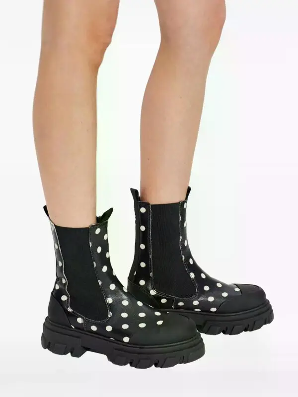GANNI Polka-dot Chelsea Boots With Platform Sole
