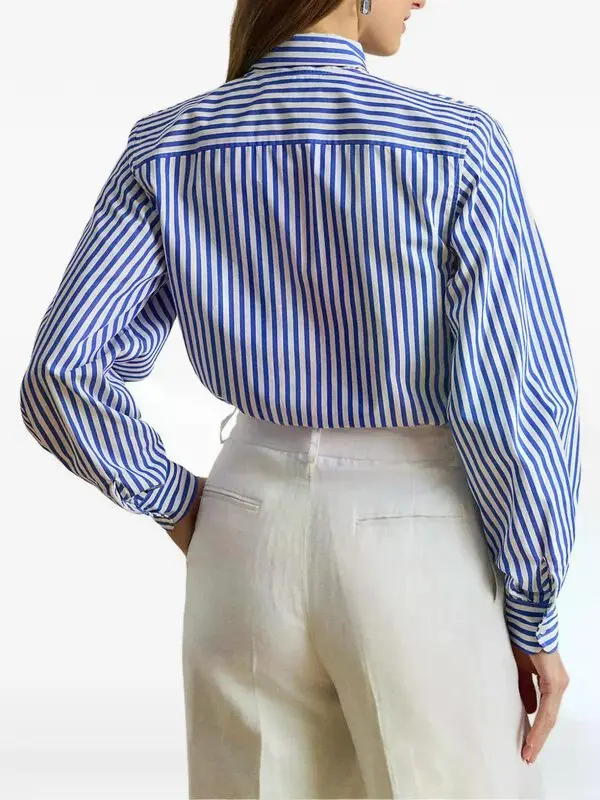 Ralph Lauren Striped Tie-neck Blouse