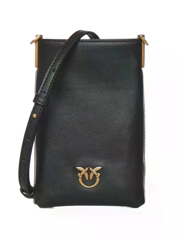 Pinko Love Birds-plaque Leather Phone Bag - Black