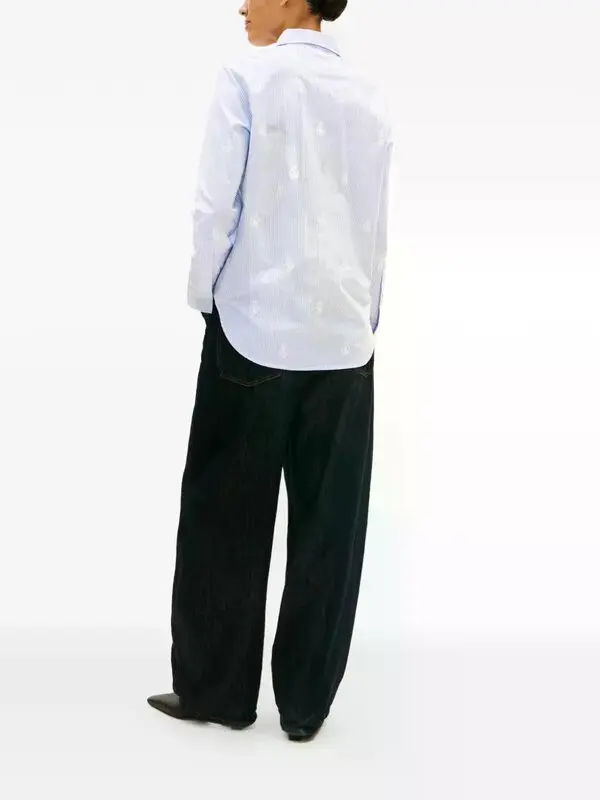 Tommy Hilfiger Striped Embroidered Shirt - White