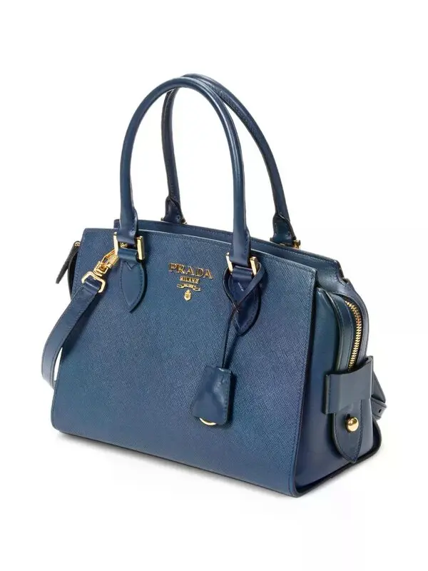 Prada Saffiano Leather Tote Bag - Blue