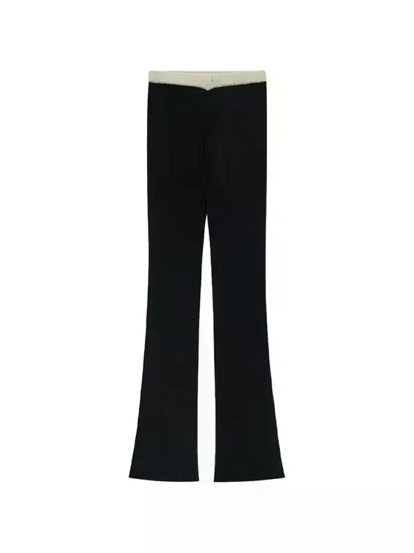 KIMHEKIM Contrast-waist Ribbed Trousers - Black