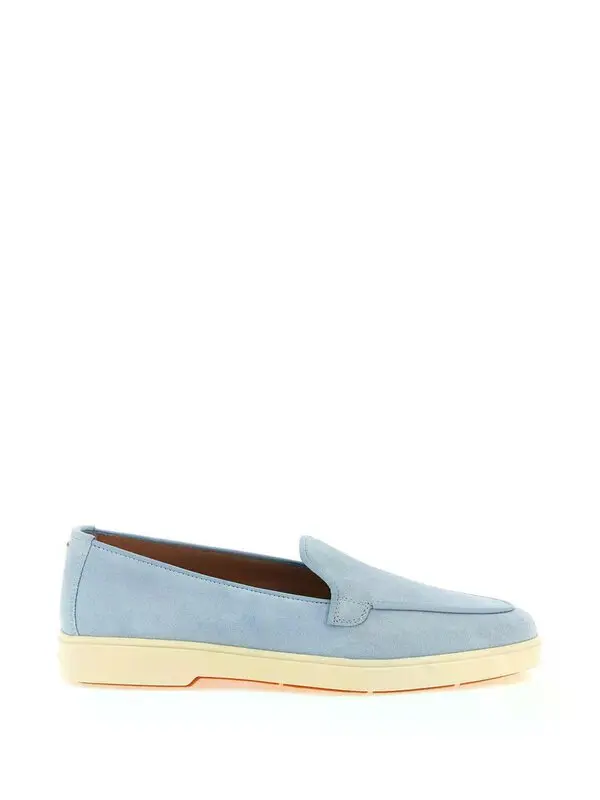 Santoni Suede Slip-on Loafers With Rubber Sole
