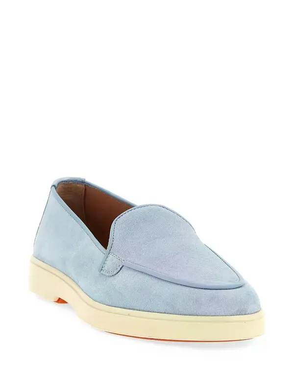 Santoni Suede Slip-on Loafers With Rubber Sole