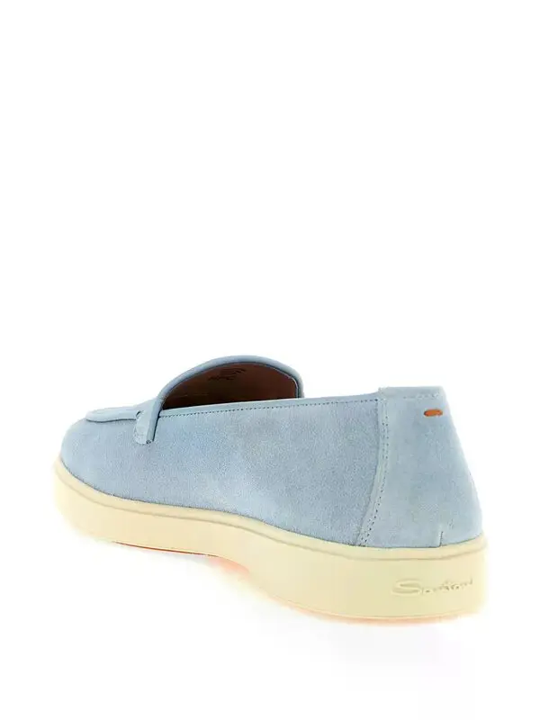 Santoni Suede Slip-on Loafers With Rubber Sole