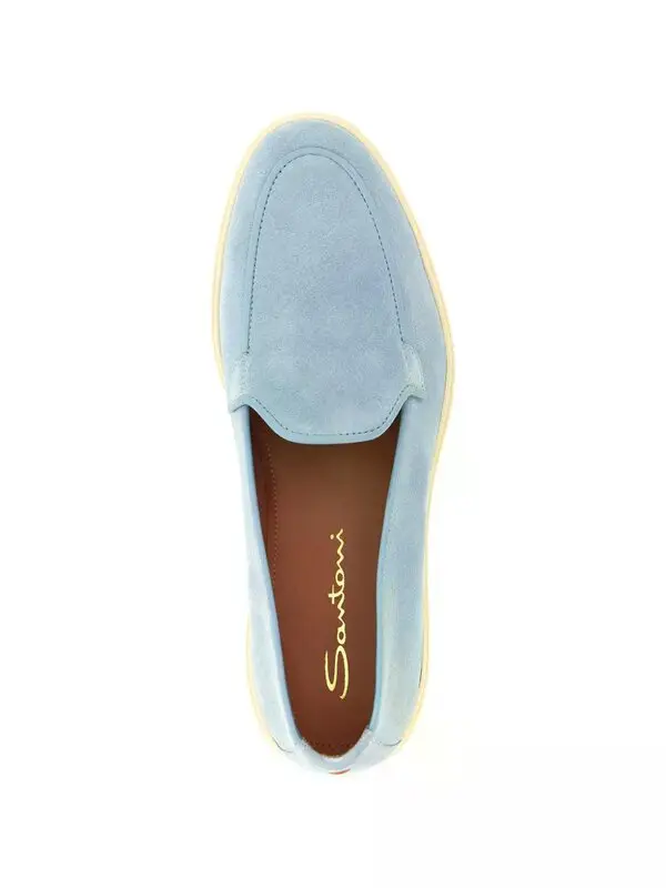 Santoni Suede Slip-on Loafers With Rubber Sole