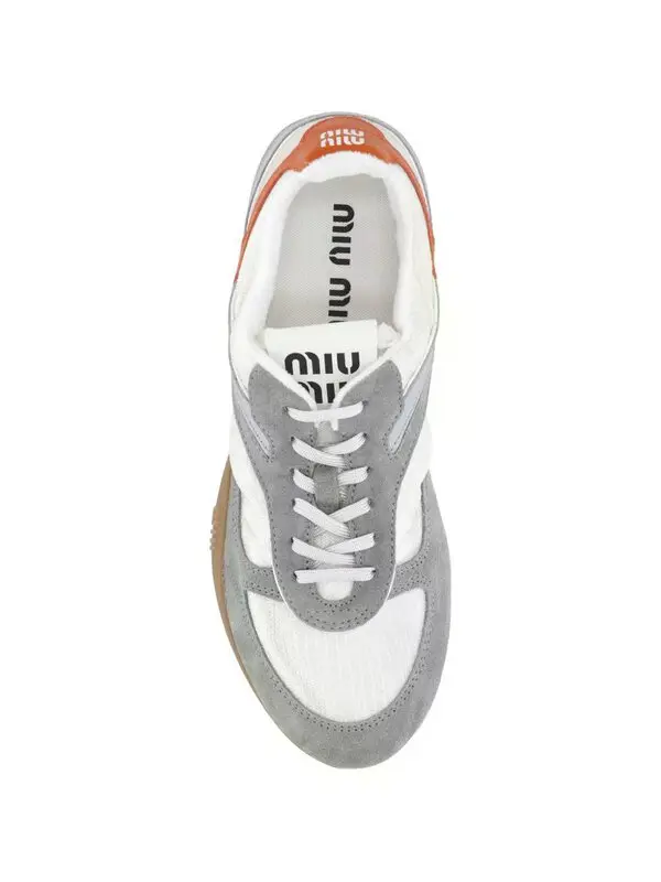 Miu Miu Panelled Suede And Technical Fabric Sneakers