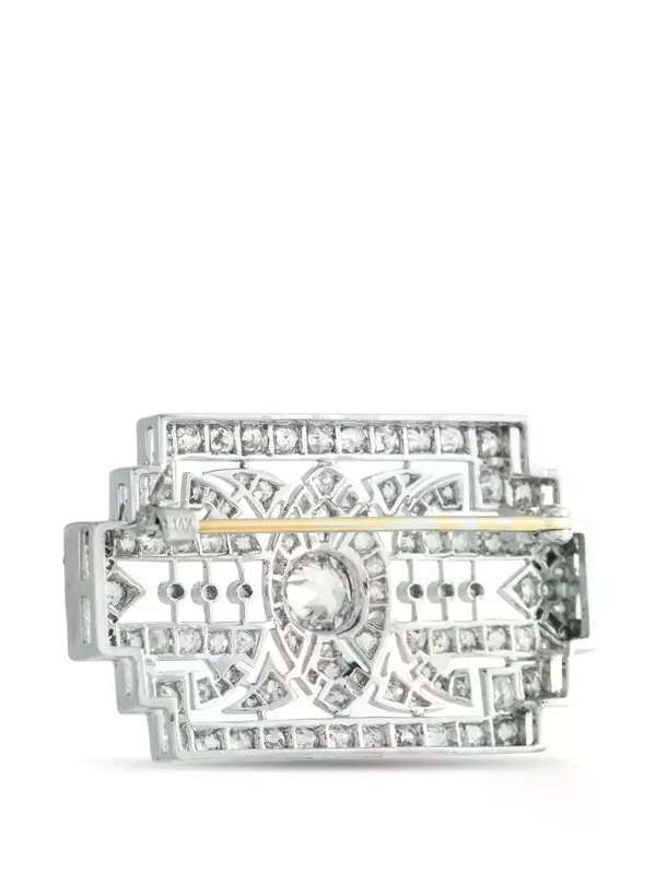 LB EXCLUSIVE Diamond Art Deco Brooch - Silver