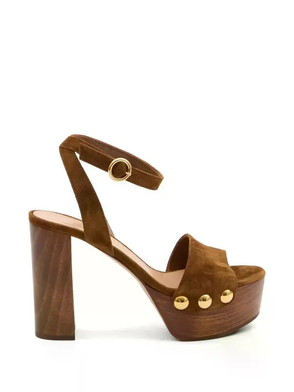 GIANVITO ROSSI Ardèa Metallic Studded Platform Sandals - Brown