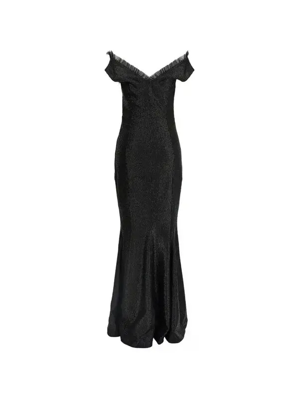 Norma Kamali Sequin Off-the-shoulder Mermaid Gown - Black