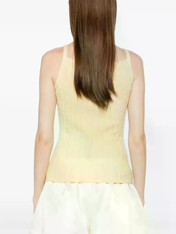 Soft Goat Cable Knit Square Neck Top - Yellow
