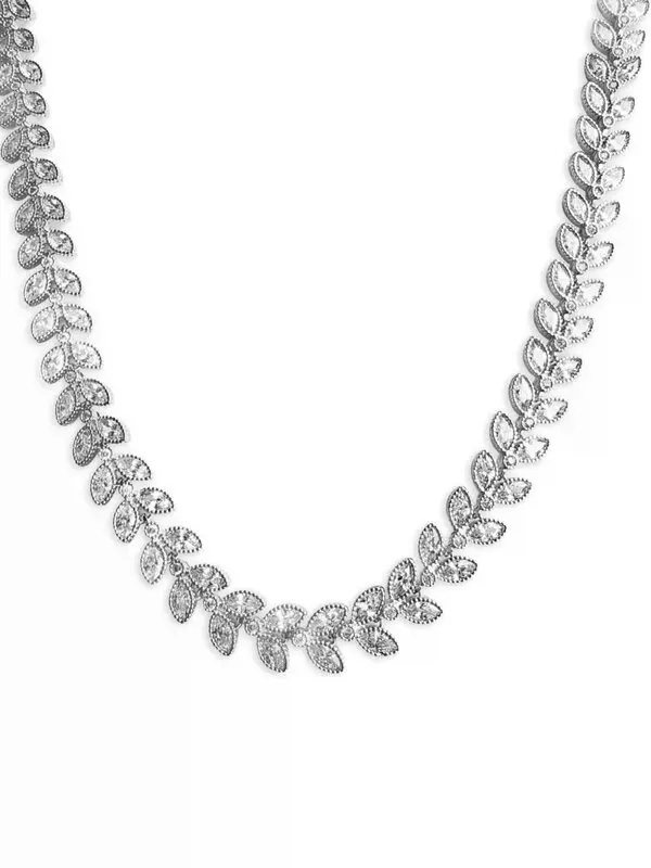 HZMER JEWELLERY Tone Leaf Design Chain Necklace - Silver
