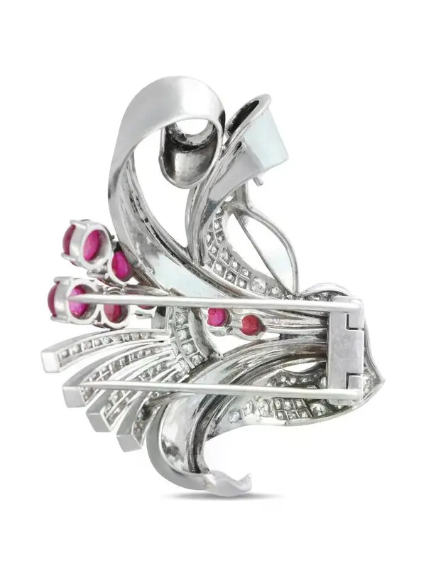 LB EXCLUSIVE Platinum Ruby And Diamond Brooch