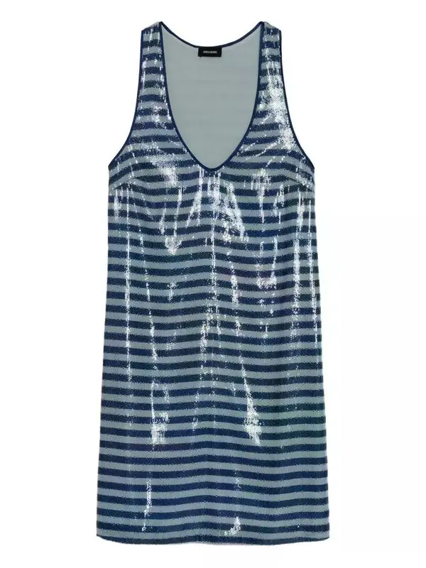 Zadig&Voltaire Rasha Sequined Striped Dress - Blue