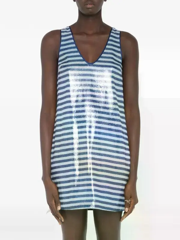 Zadig&Voltaire Rasha Sequined Striped V-neck Dress - Blue