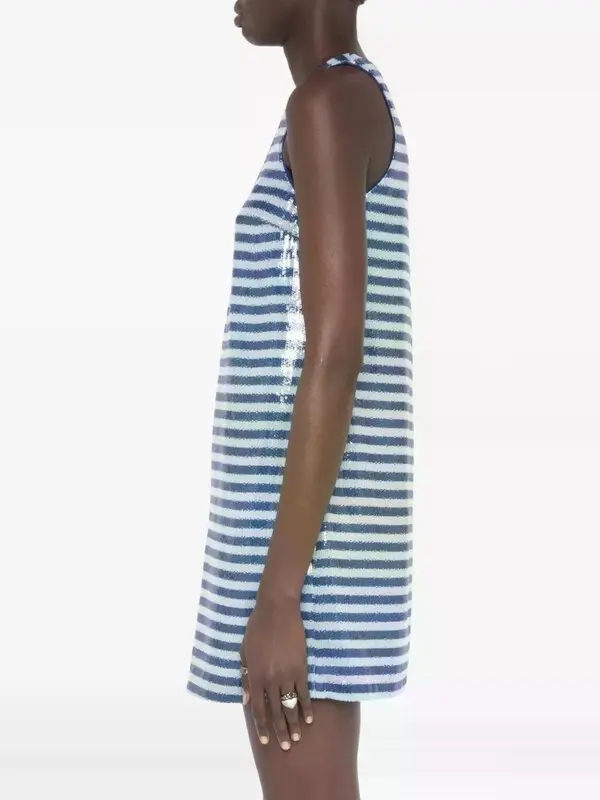 Zadig&Voltaire Rasha Sequined Striped V-neck Dress - Blue