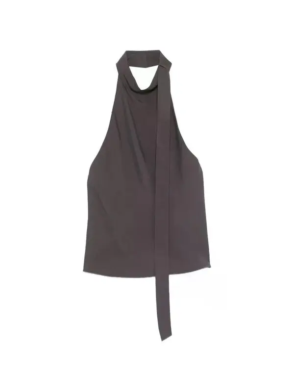 ALYSI Halterneck Sleeveless Top With Tie Detail - Grey