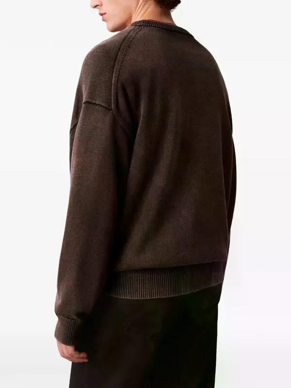 Calvin Klein Embroidered Crew Neck Jumper - Brown