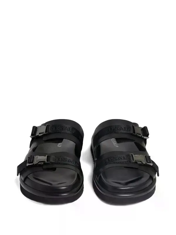 Fusalp Leather Double Strap Buckle Sandals - Black