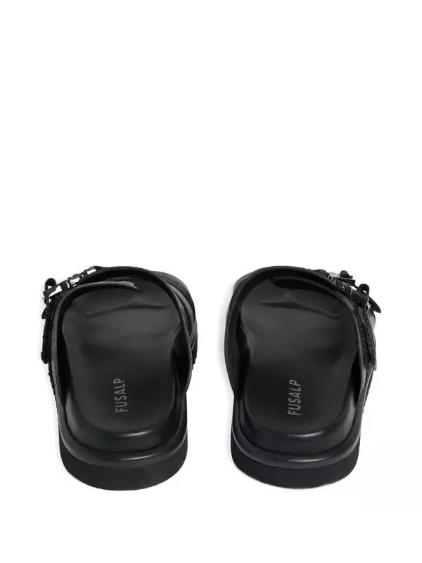 Fusalp Leather Double Strap Buckle Sandals - Black