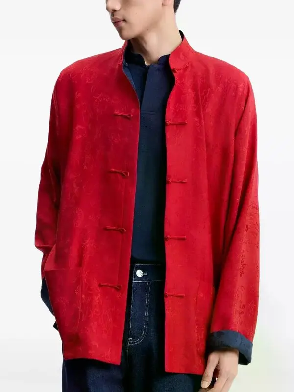Shanghai Tang Reversible Floral Silk Jacket - Red