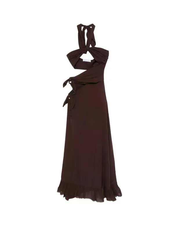 Raquel Diniz Teresa Cut-out Ruffled Maxi Dress - Brown