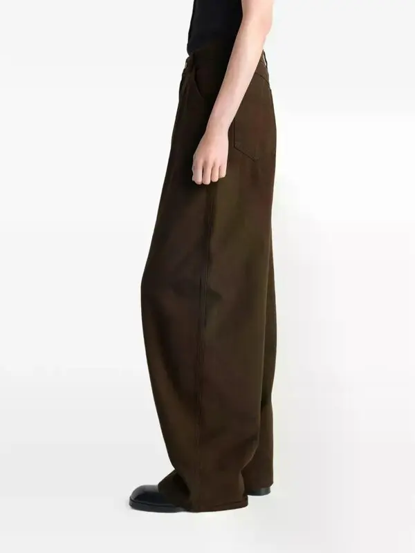 LEMAIRE Wide-leg Trousers In Broken Twill - Brown
