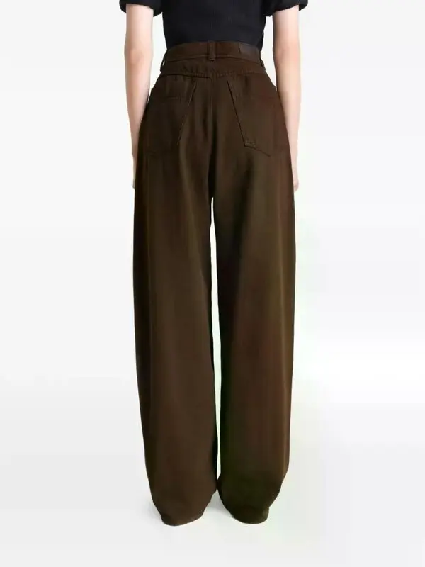 LEMAIRE Wide-leg Trousers In Broken Twill - Brown