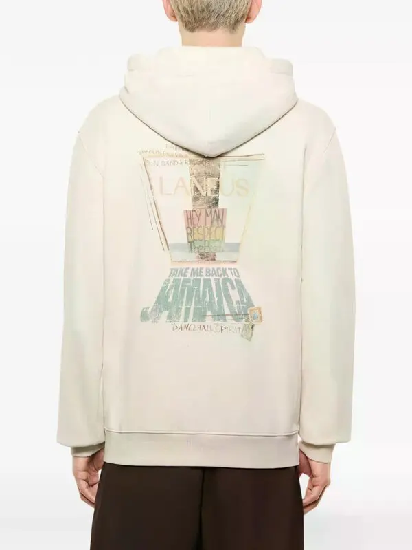 LANEUS Printed Hooded Sweatshirt - Neutrals